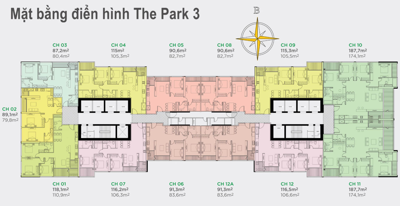 Layout Park 3 (Chi Tiết) - Vinhomes Central Park