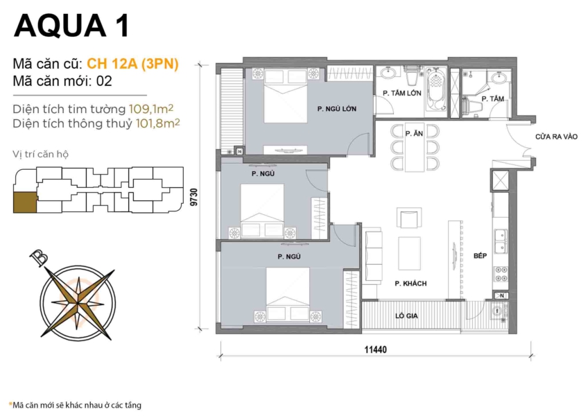 Layout Aqua 1 - Vinhomes Golden River (Bason)