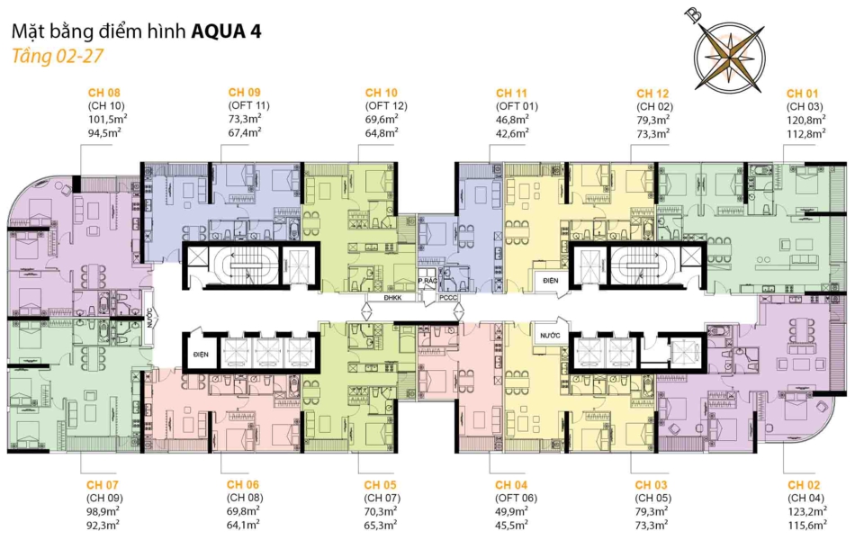 Layout Aqua 4 - Vinhomes Golden River (Bason)